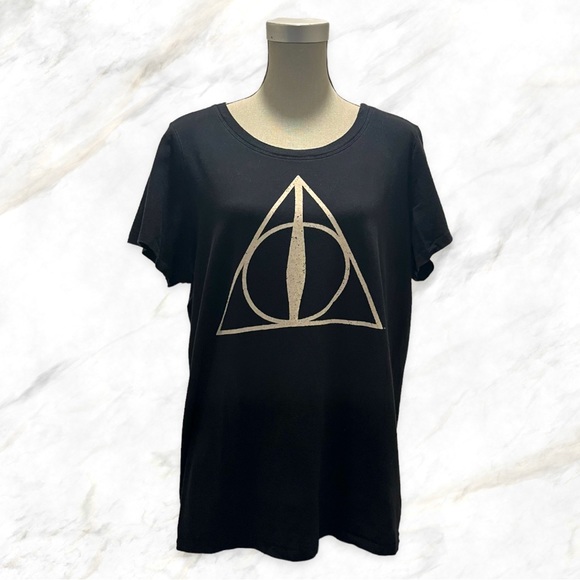 torrid | Tops | Harry Potter White Deathly Hallows Symbol Black Tshirt ...